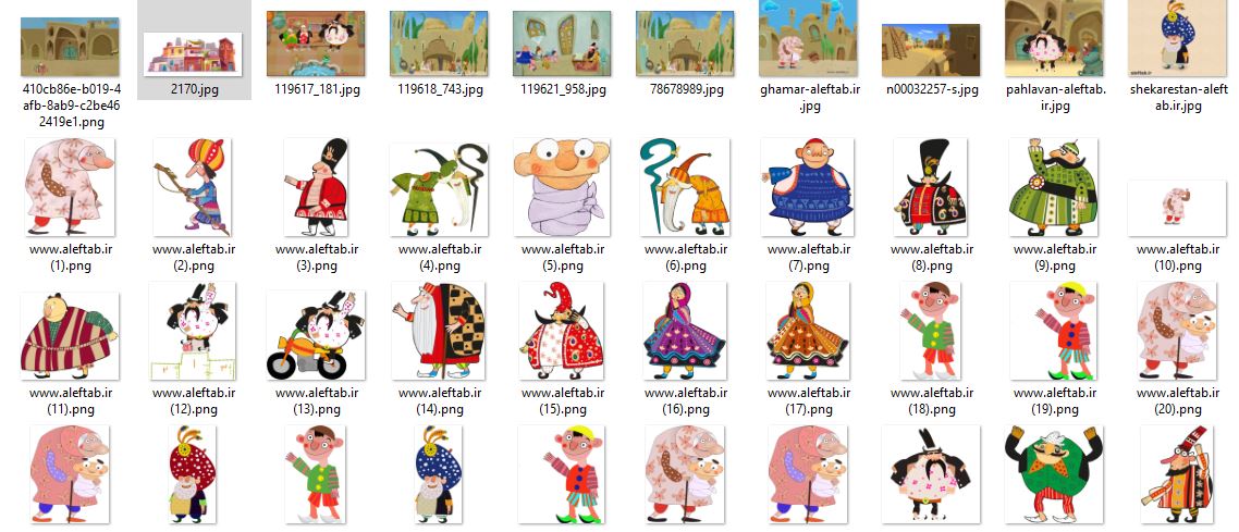 14 تصویر شخصیت های شکرستان فرمت png/gif از اسکندر تا ننه قمر